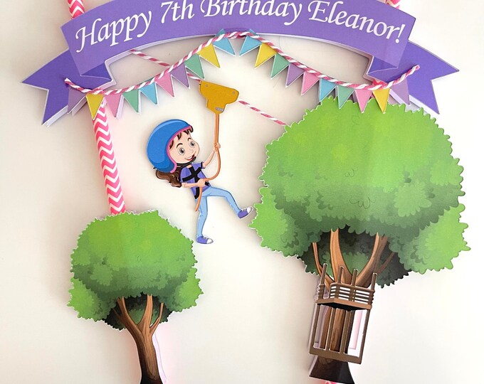 Personalised Zip Wire Cake Topper/zip Wire Party/ Tree Climbing Cake ...
