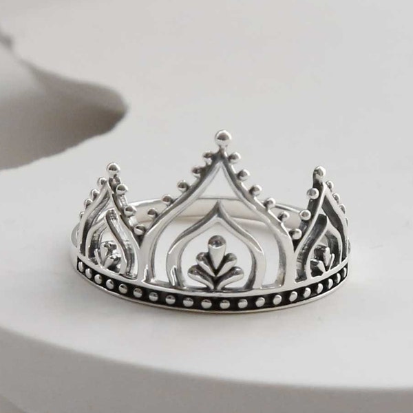 Silver Crown Ring - Etsy