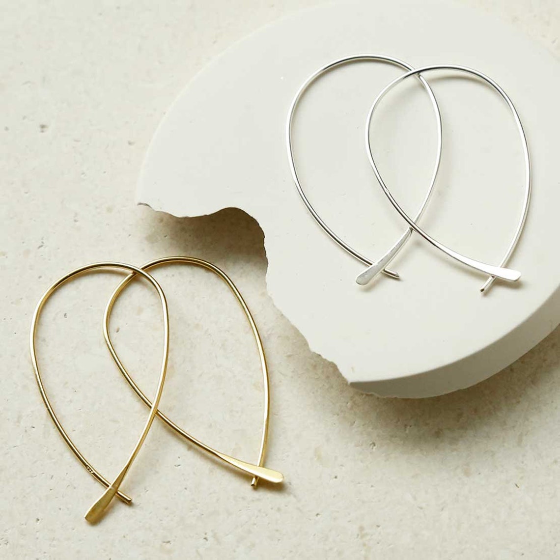 Sterling Silver Oval Loop Hoop Earrings - Etsy UK