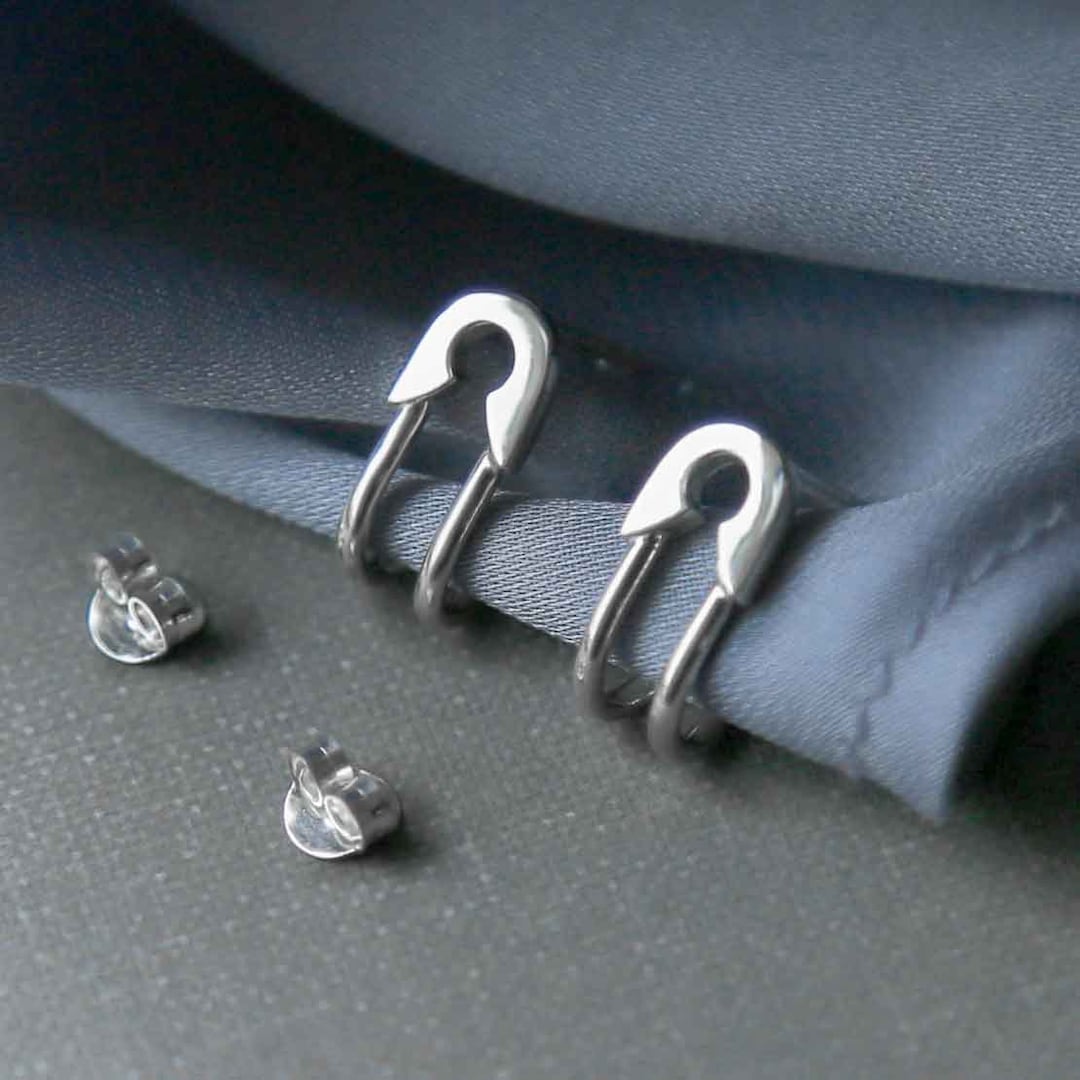Sterling Silver Safety Pin Hug Studs - Etsy