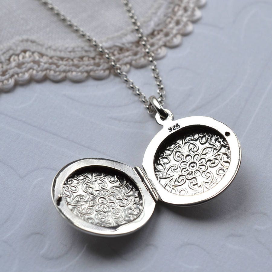 Sterling Silver Floral Round Locket | Etsy UK