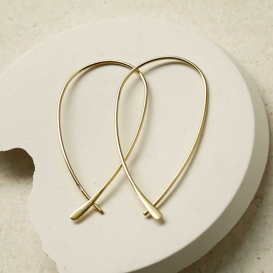 Gold Plated Sterling Silver Oval Loop Hoop Earrings - Etsy