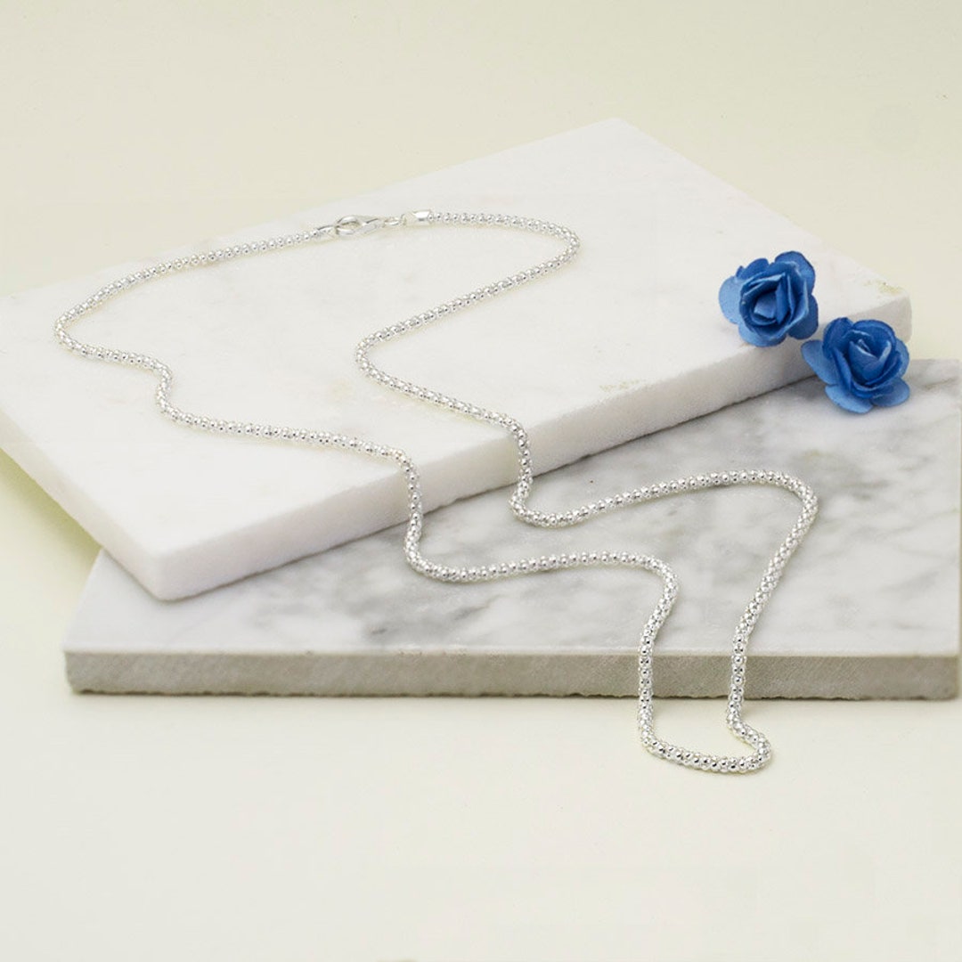 Sterling Silver Popcorn Chain Necklace - Etsy