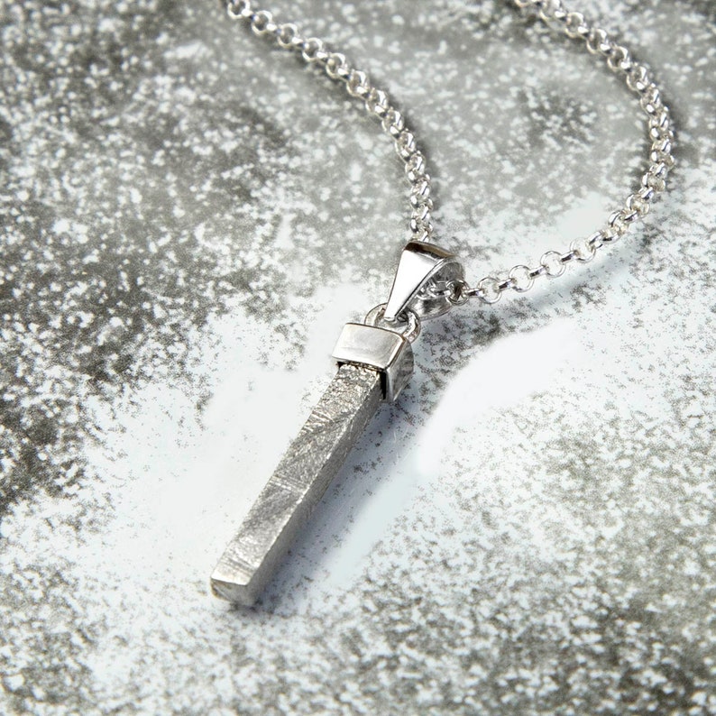 Sterling Silver Tipped Meteorite Rod Necklace - Etsy UK