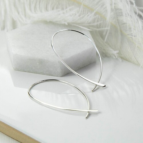 Sterling Silver Oval Loop Hoop Earrings - Etsy UK
