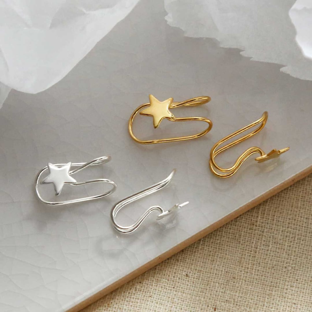 Sterling Silver Star Ear Cuffs - Etsy UK