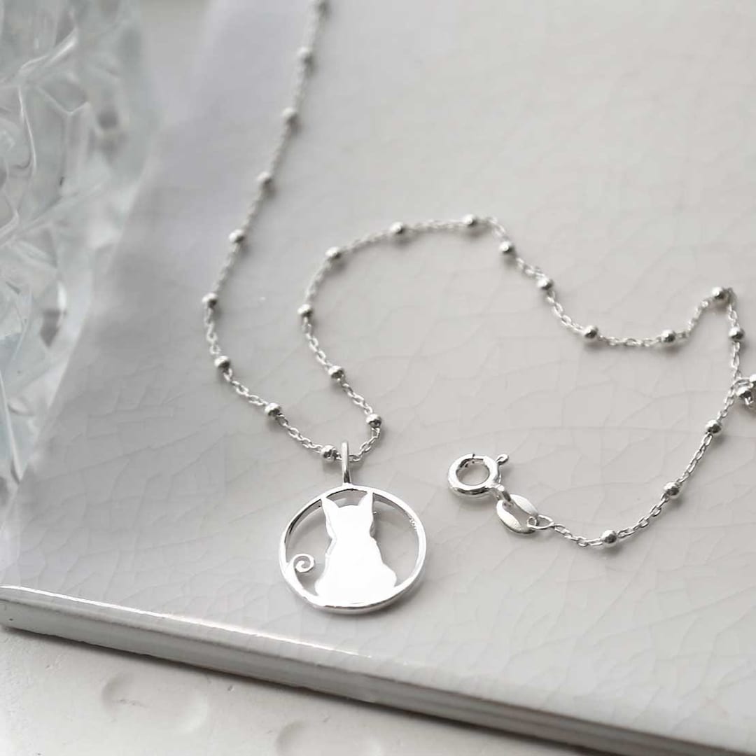 Sterling Silver Cat Necklace - Etsy UK