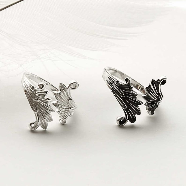 Sterling Silver Wings Adjustable Ring - Etsy