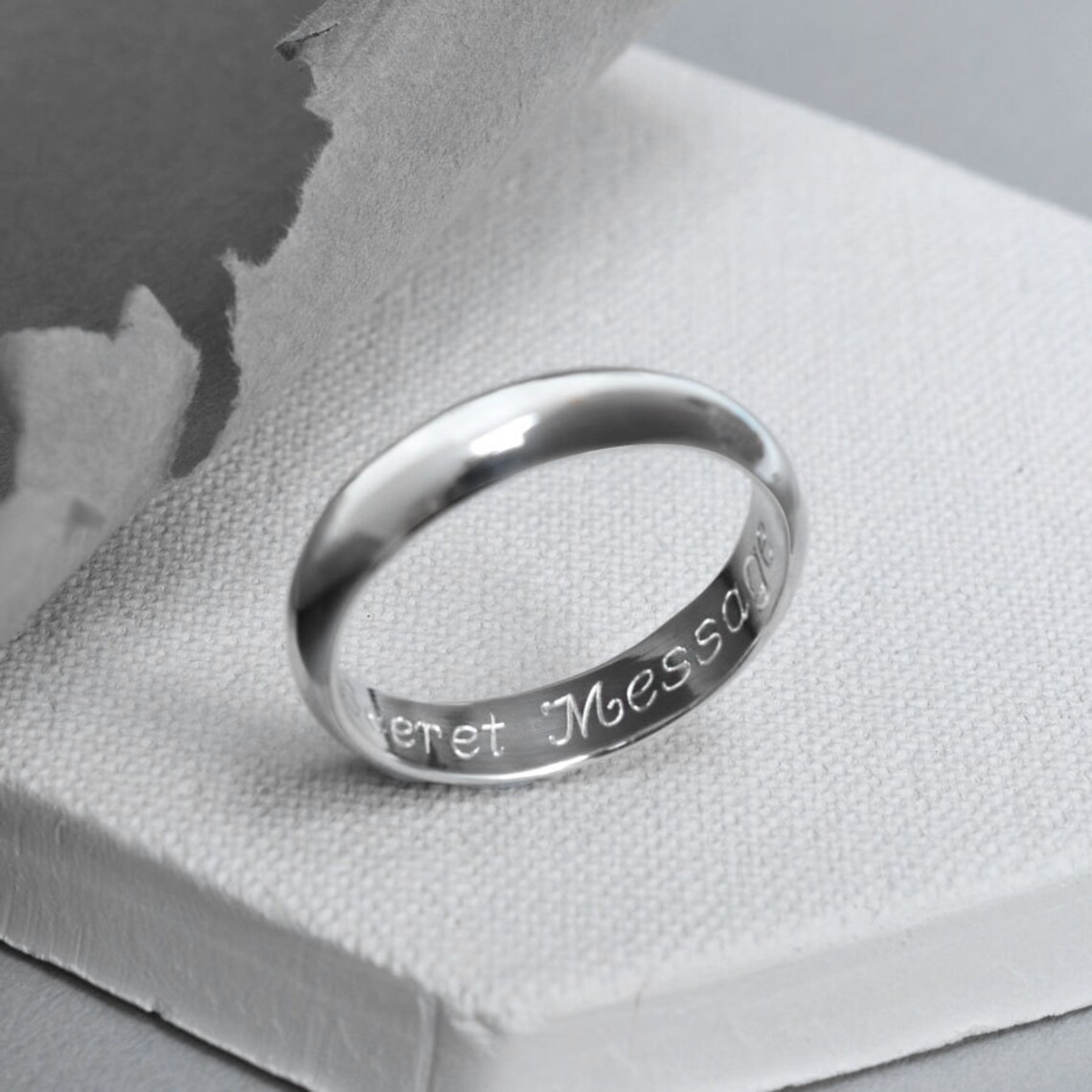 Personalized 5mm Sterling Silver Secret Message Ring - Etsy UK