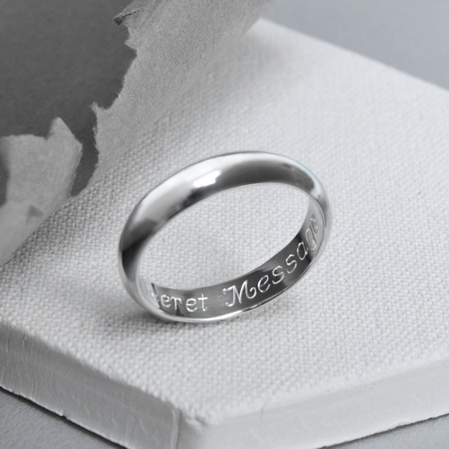 Personalized 5mm Sterling Silver Secret Message Ring - Etsy UK