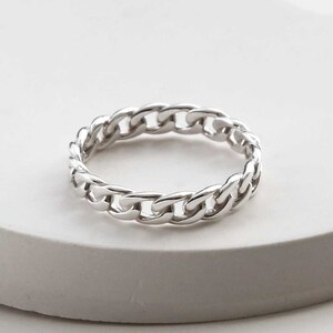 Sterling Silver Curb Chain Ring - Etsy