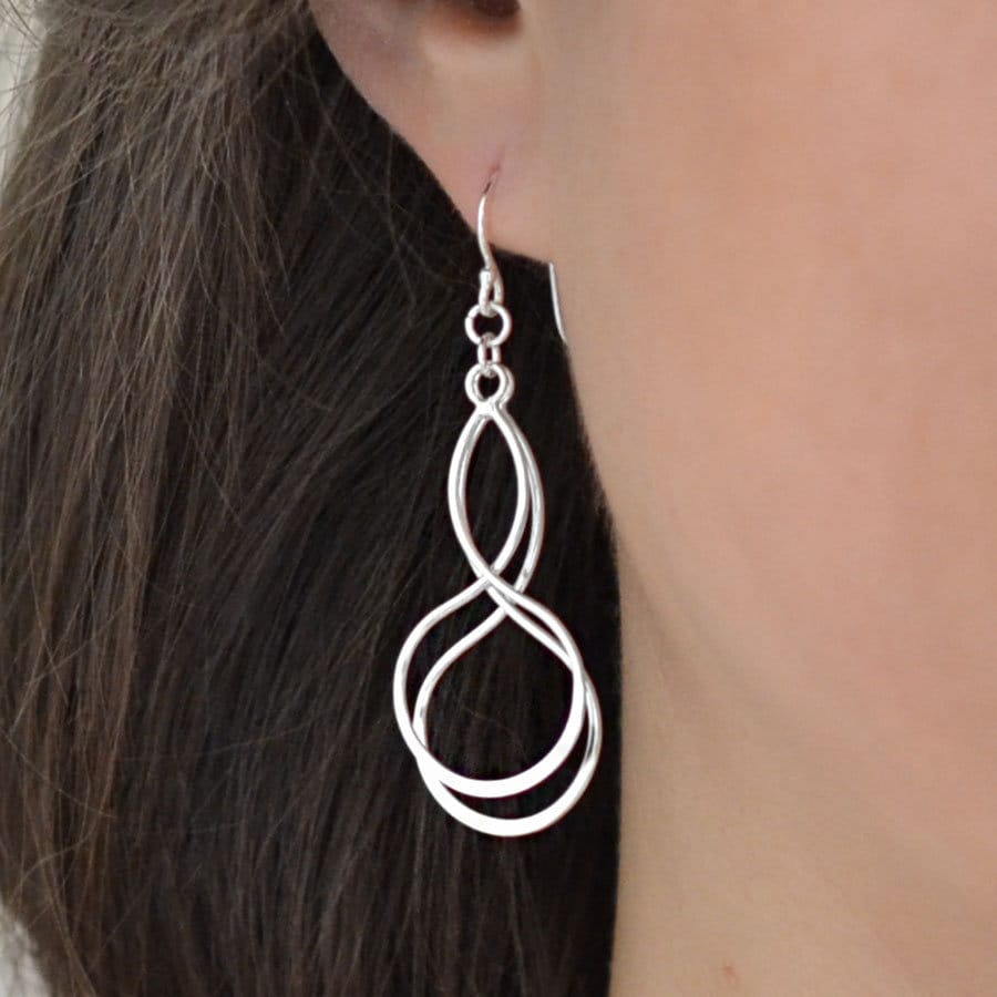 Sterling Silver Dangly Double Loop Earrings - Etsy UK