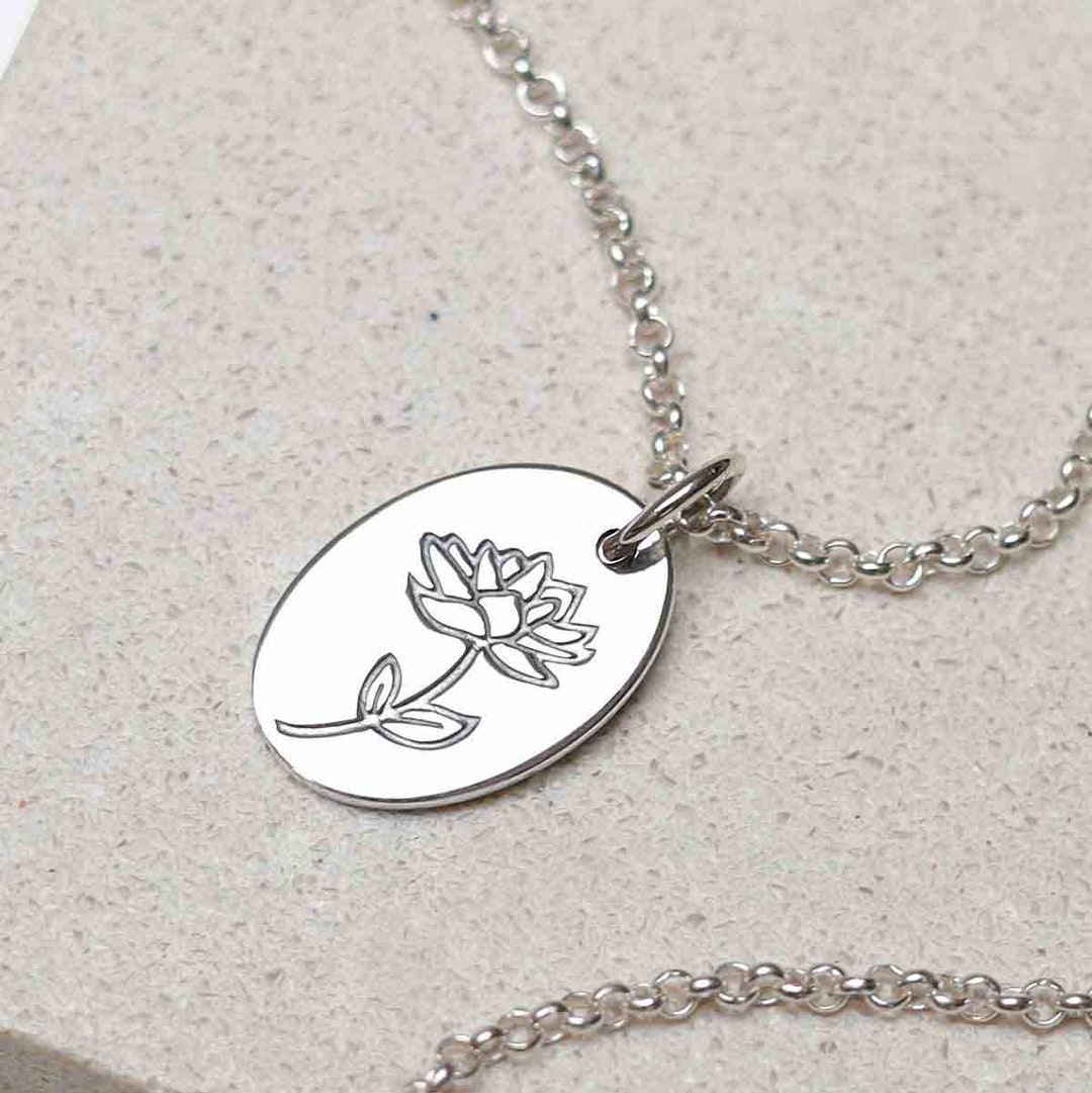 Sterling Silver July Birth Flower Necklace - Etsy