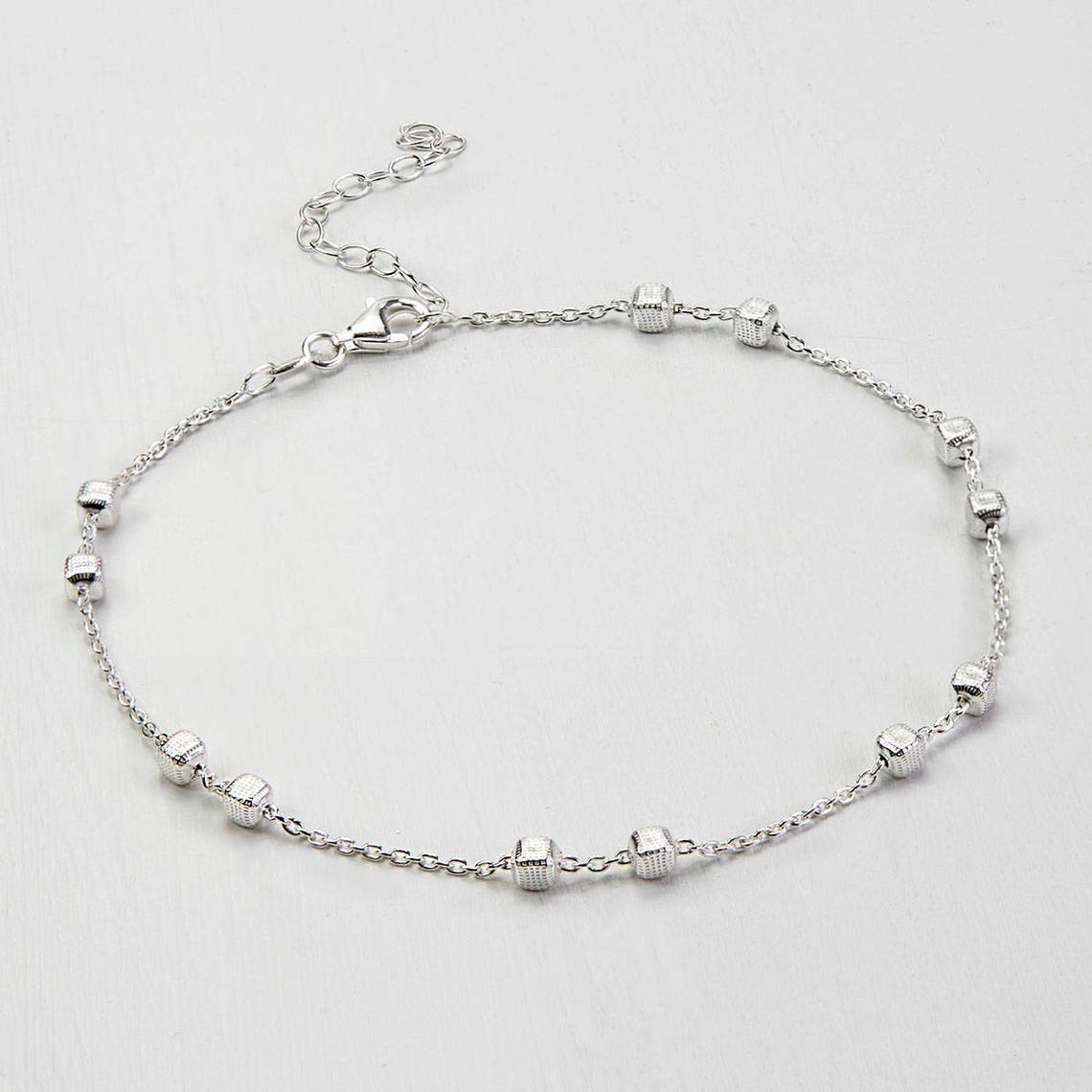 Sterling Silver Delicate Boxes Bracelet - Etsy UK