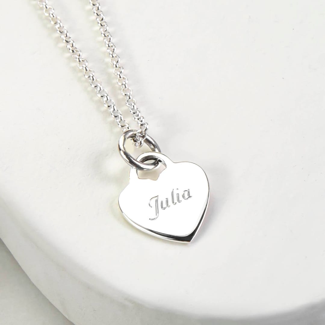 Sterling Silver Engravable Heart Necklace - Etsy