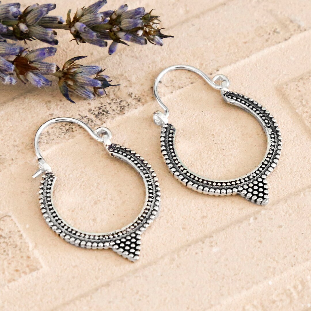 Sterling Silver Tipped Harbala Hoops - Etsy