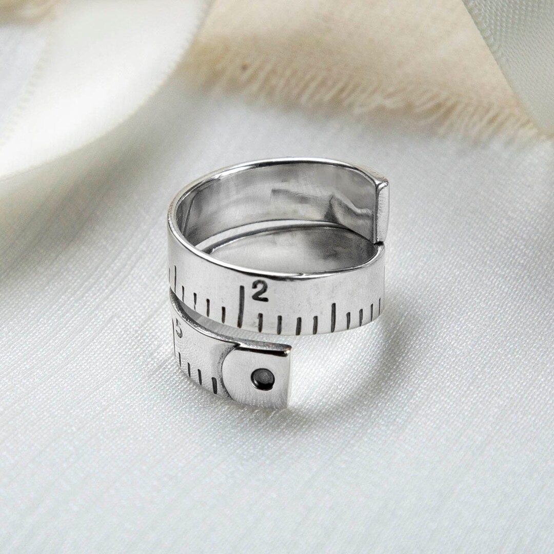 Sterling Silver Adjustable Measuring Tape Ring - Etsy