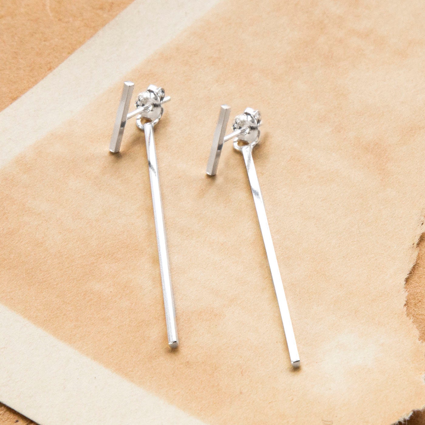 Sterling Silver Rod Stud Earrings - Etsy UK
