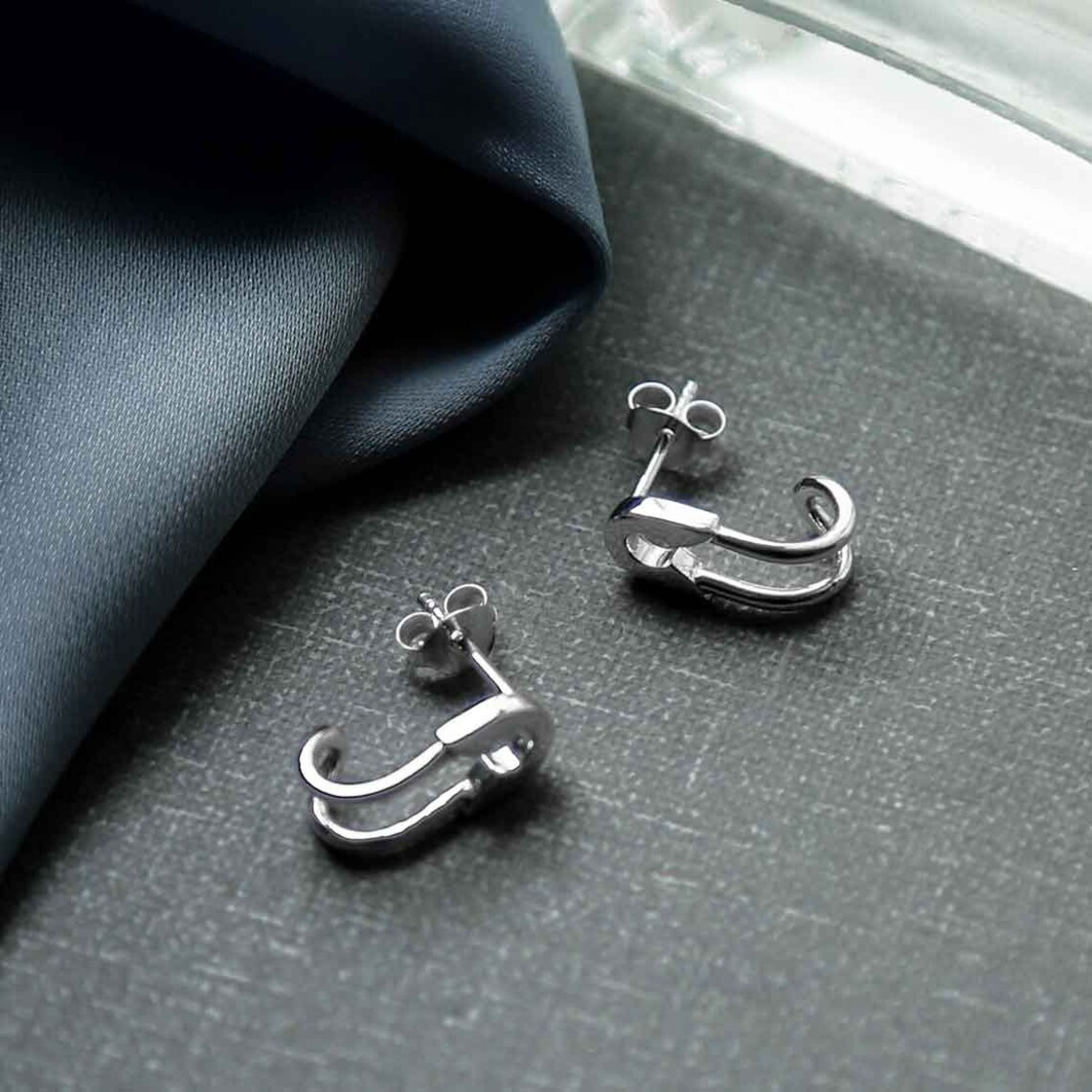 Sterling Silver Safety Pin Hug Studs - Etsy