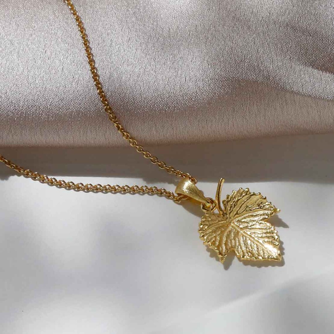 Gold Plated Sterling Silver Ivy Leaf Necklace - Etsy UK