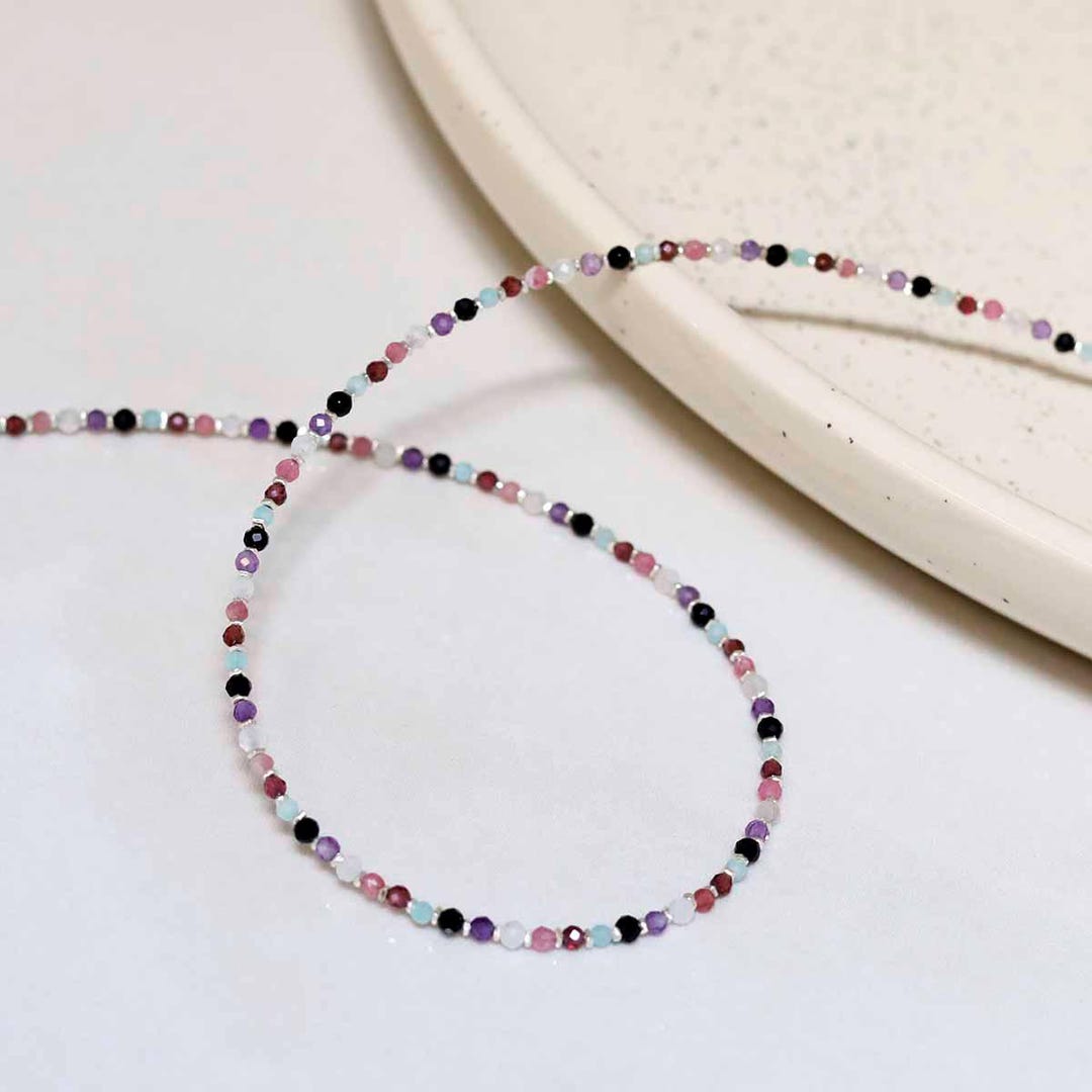 Sunset Mixed Gemstone Beaded Necklace – Colorful Natural Stone Jewelry ...