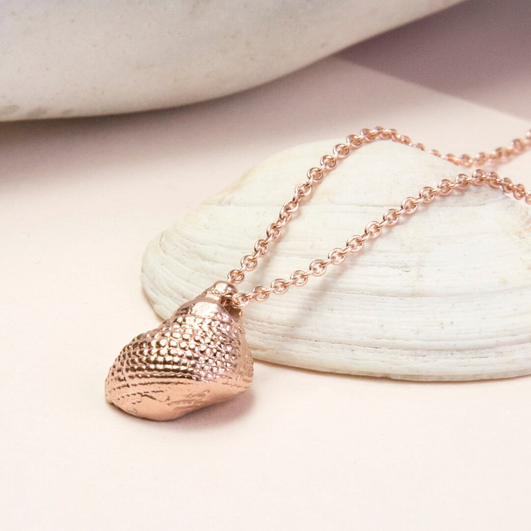 Sterling Silver Rose Gold Nutmeg Shell Necklace - Etsy