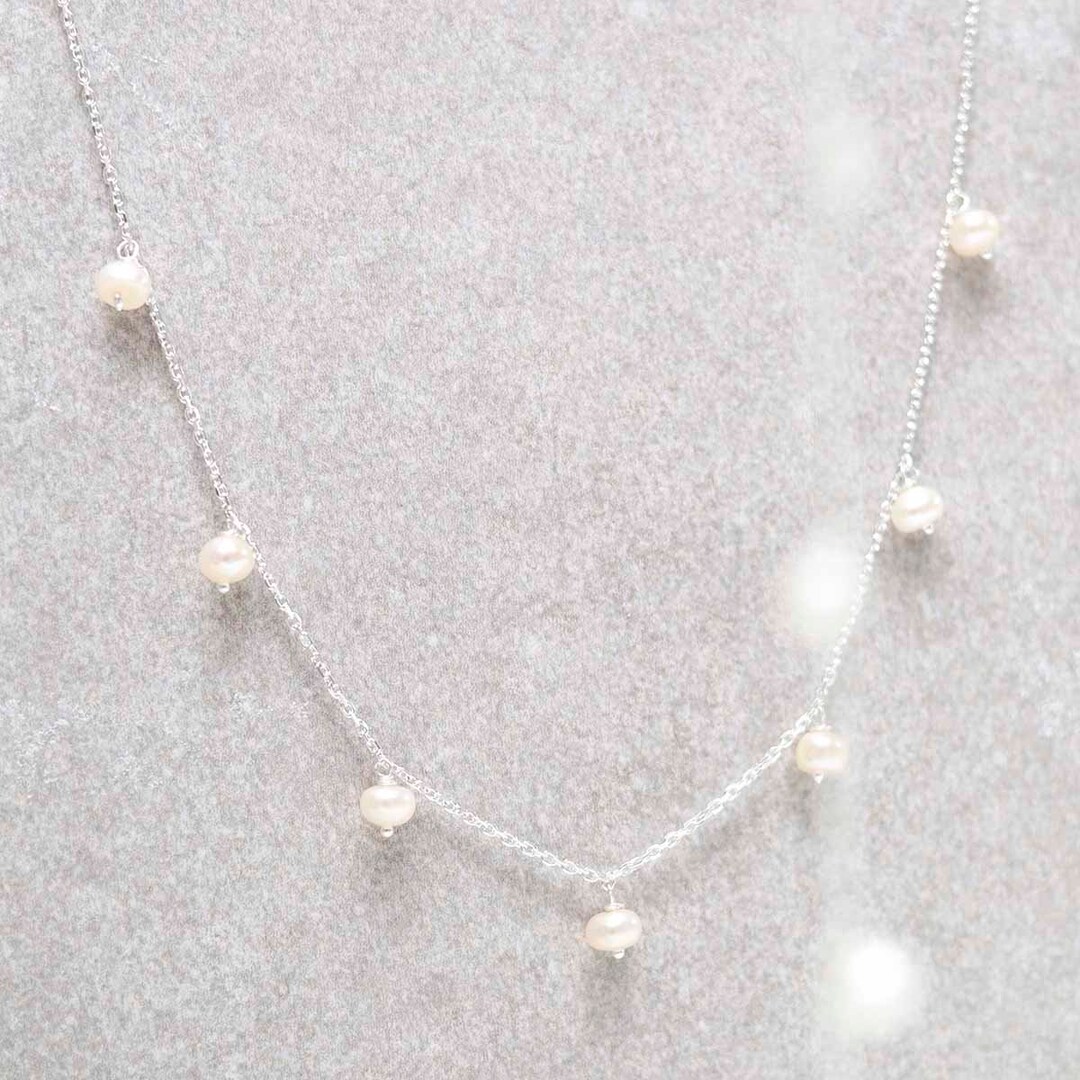 Sterling Silver String of Pearls Necklace - Etsy