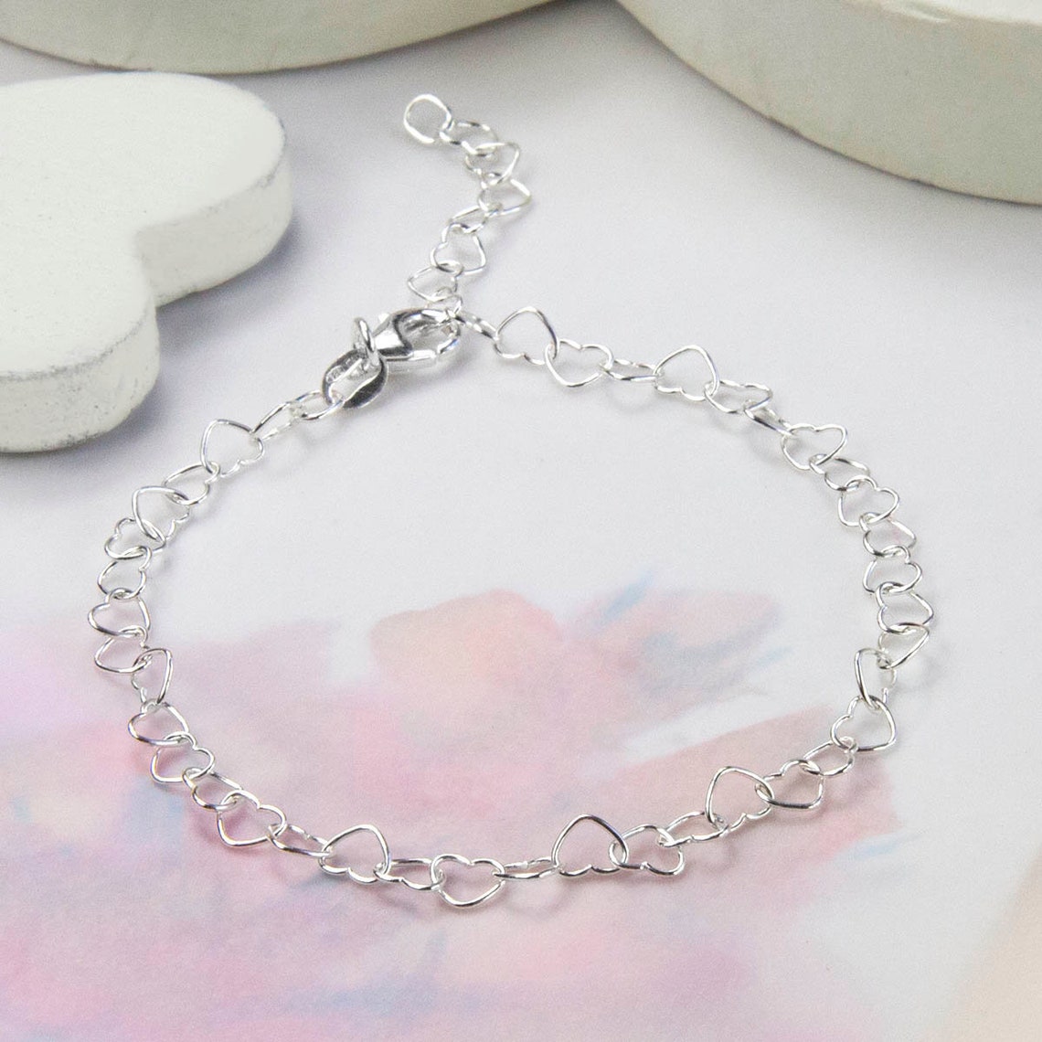 Sterling Silver Hearts Bracelet - Etsy