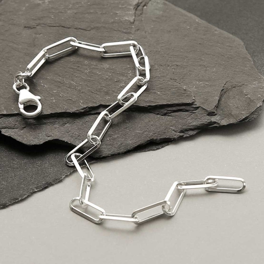 Sterling Silver Paperclip Bracelet - Etsy