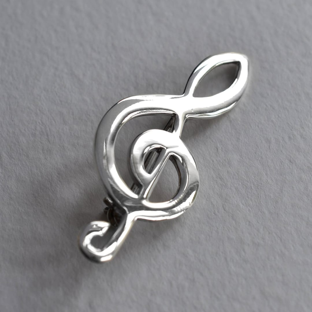 Sterling Silver Treble Clef Brooch - Etsy