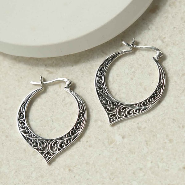Decorative Sterling Hoops - Etsy
