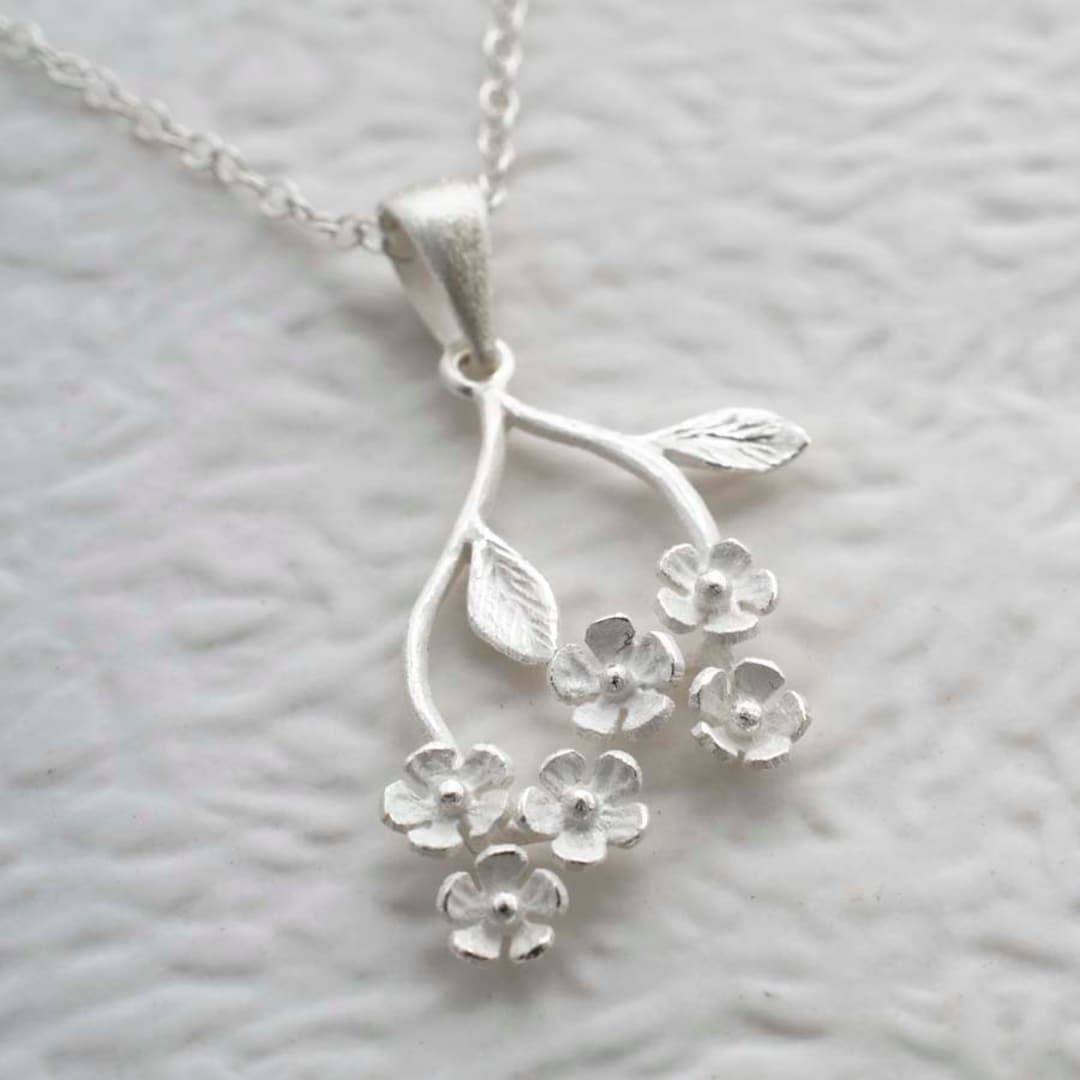 Sterling Silver Forget Me Not Pendant - Etsy