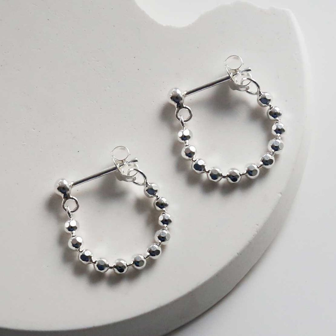 Sterling Silver Swinging Bead Studs - Etsy