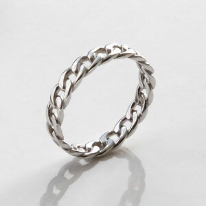 Sterling Silver Curb Chain Ring - Etsy