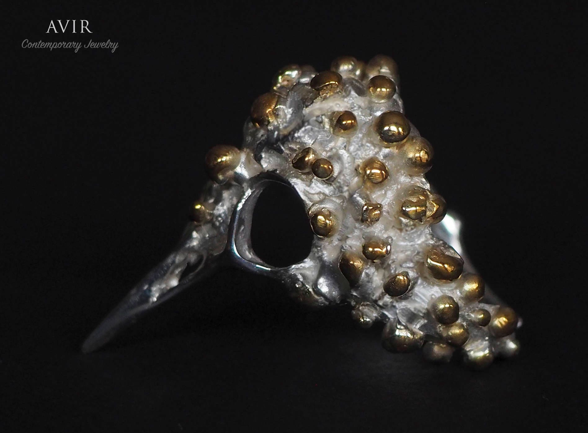 Corvus Raven Ring Bi-material in Sterling Silver and Gold Plated ...