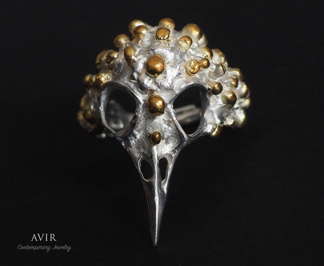 Corvus Raven Ring Bi-material in Sterling Silver and Gold Plated ...