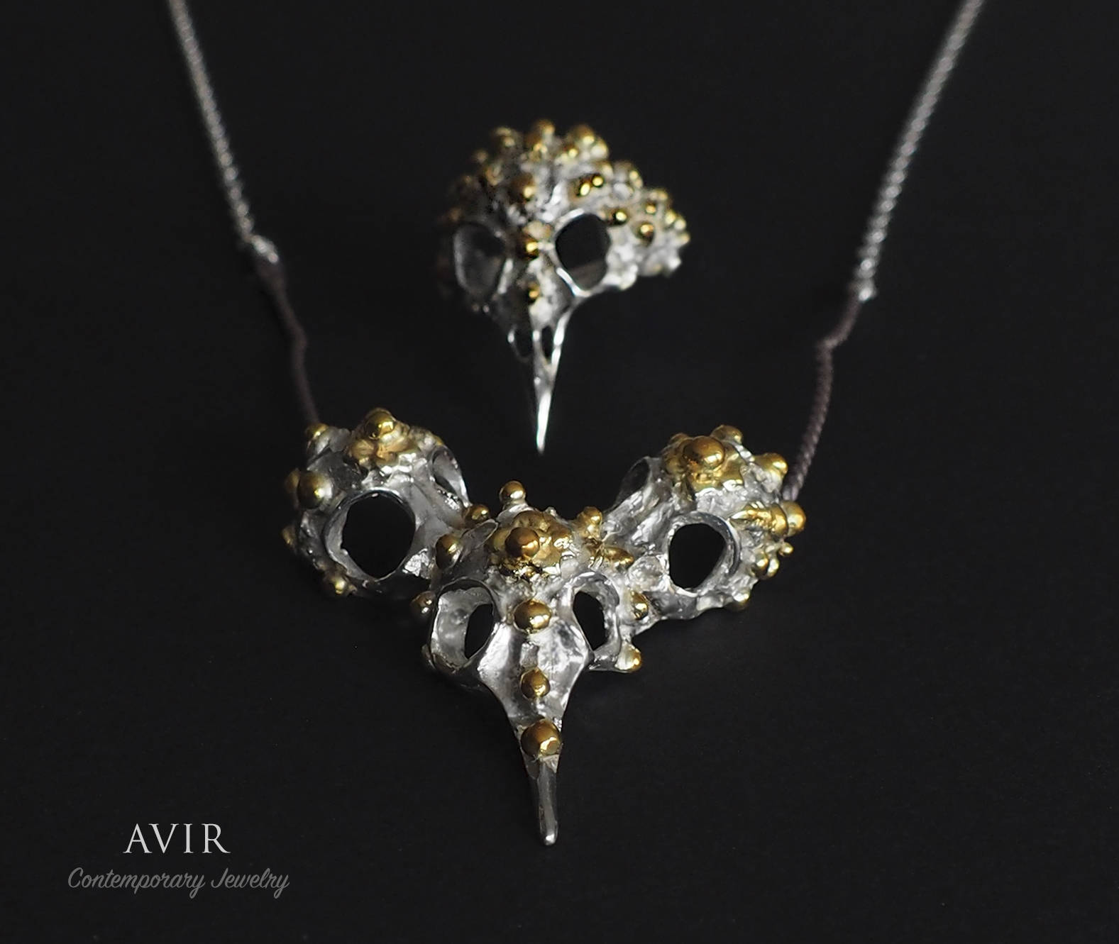 Corvus Raven Ring Bi-material in Sterling Silver and Gold Plated ...