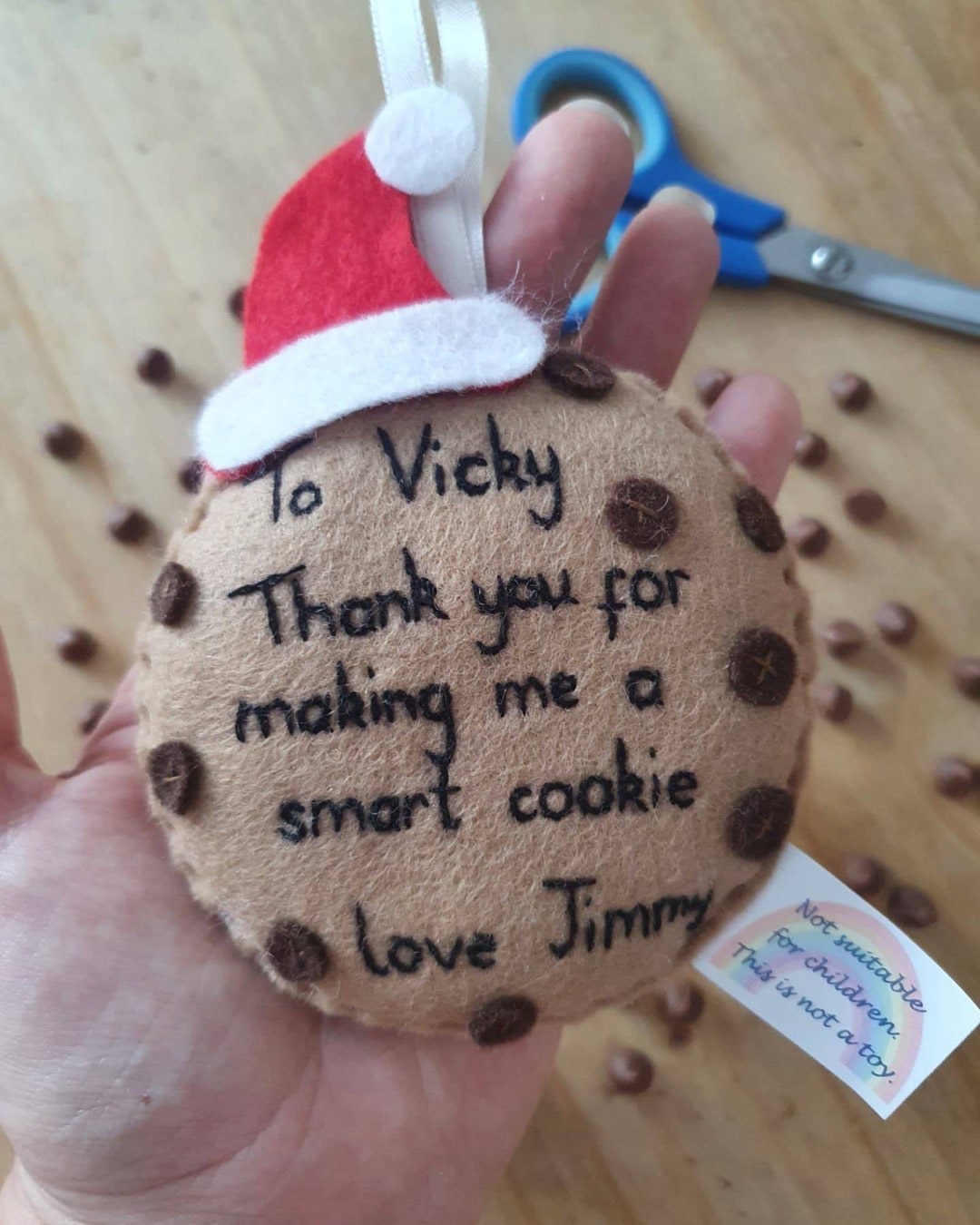 Hand Embroidered Felt Cookie, Personalised Decor, Teachers Gift ...