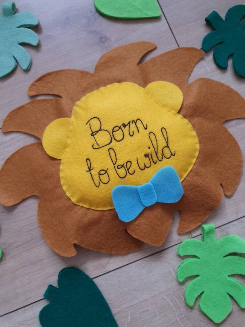 Hand embroidered felt lion mane Personalised decor Childrens | Etsy