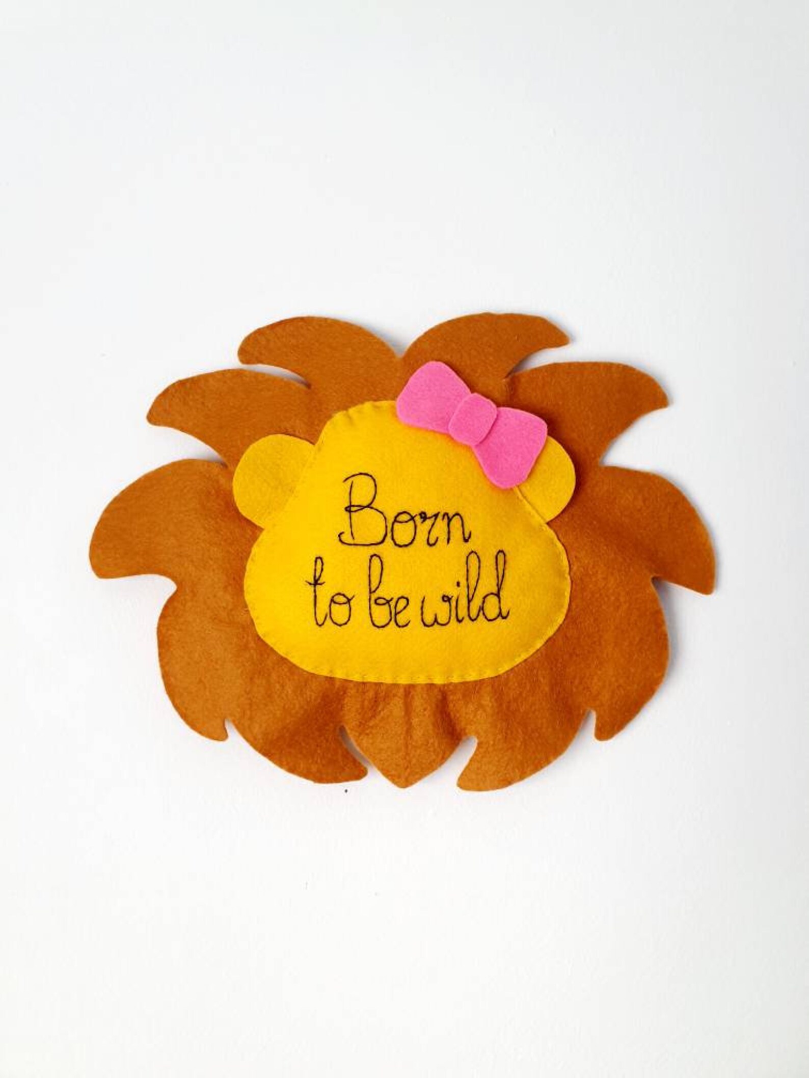 Hand embroidered felt lion mane Personalised decor Childrens | Etsy