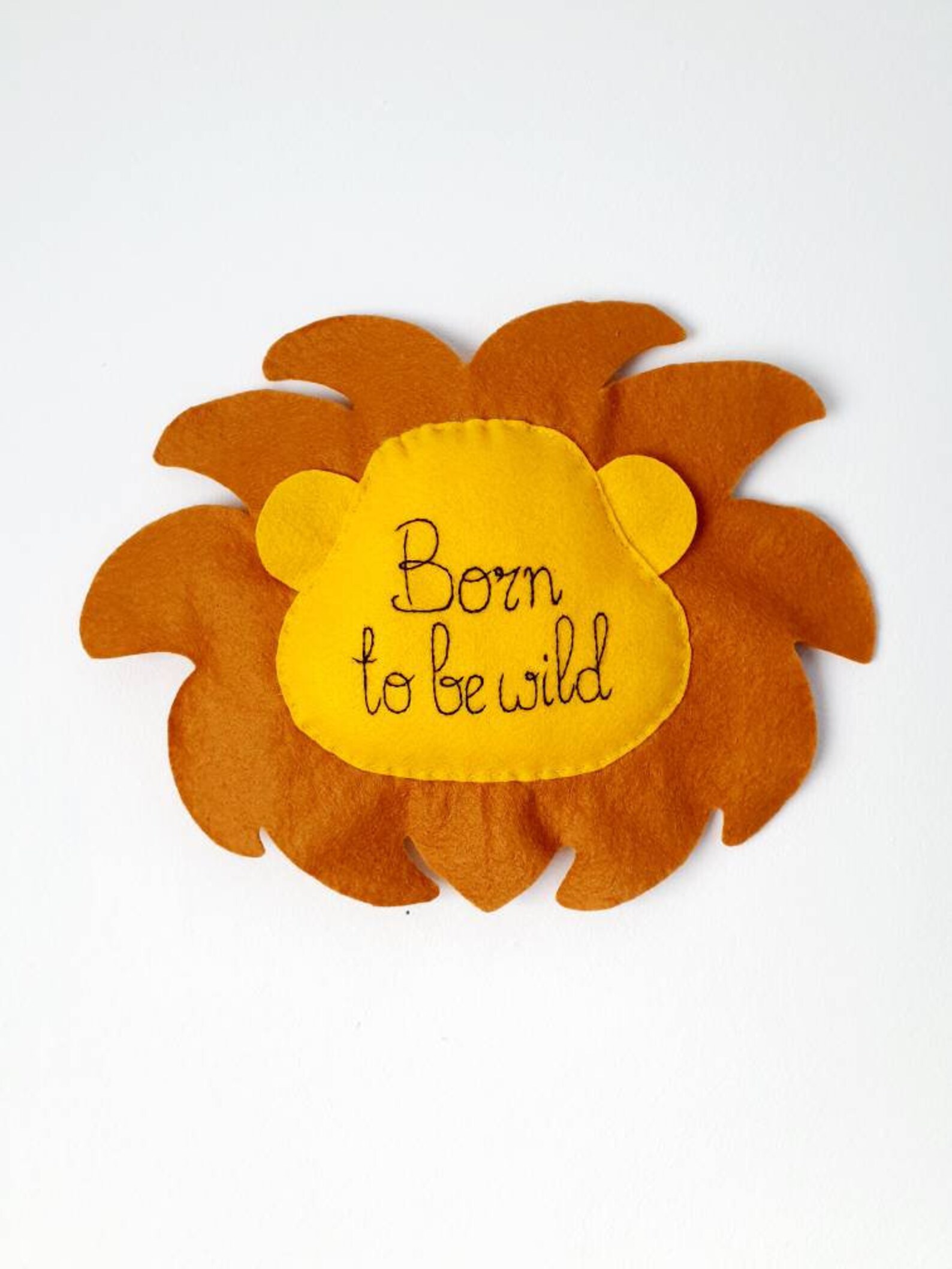 Hand embroidered felt lion mane Personalised decor Childrens | Etsy