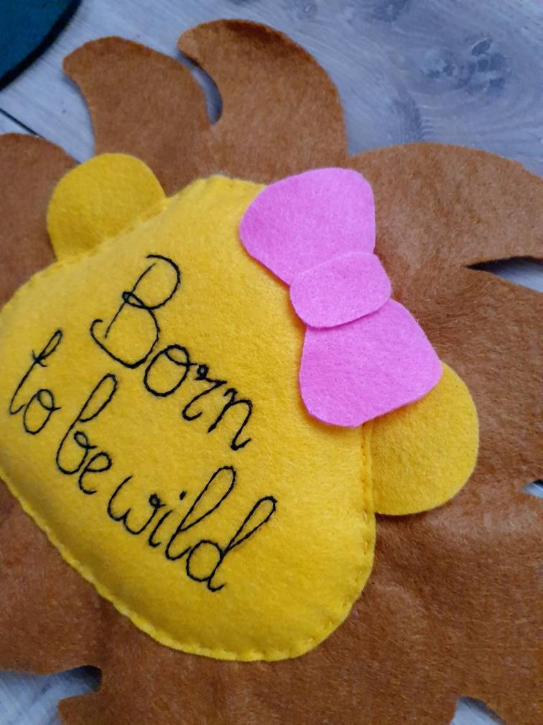 Hand embroidered felt lion mane Personalised decor Childrens | Etsy