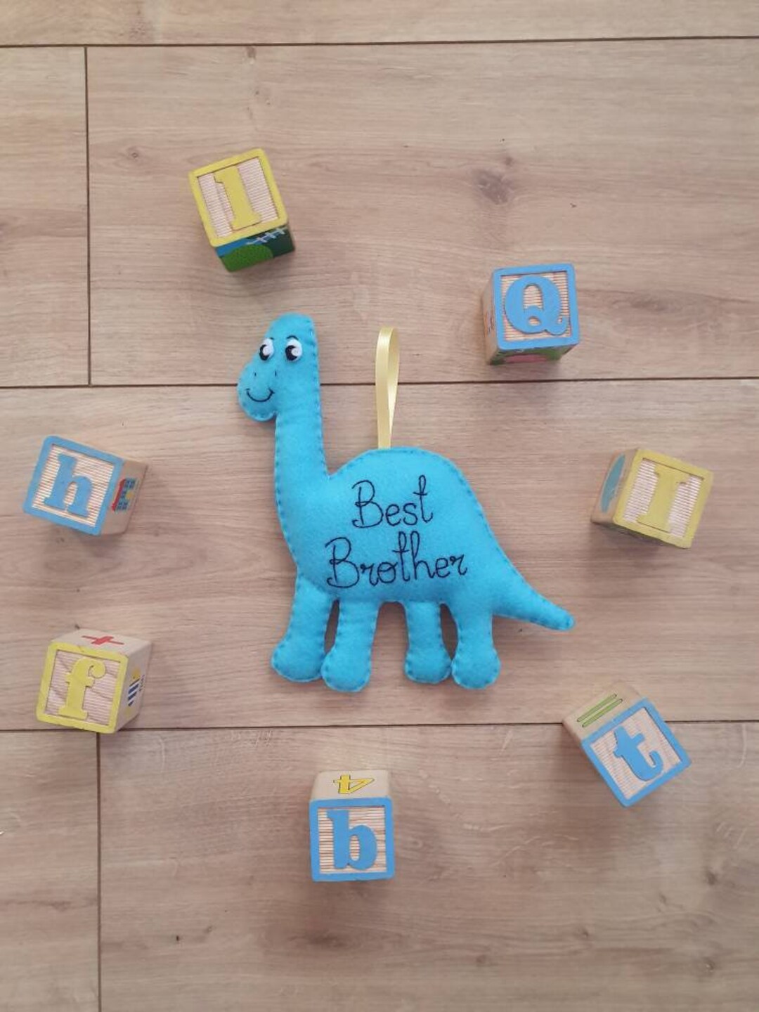 Hand Embroidered Felt Dinosaur, Personalised Decor, Best Brother ...