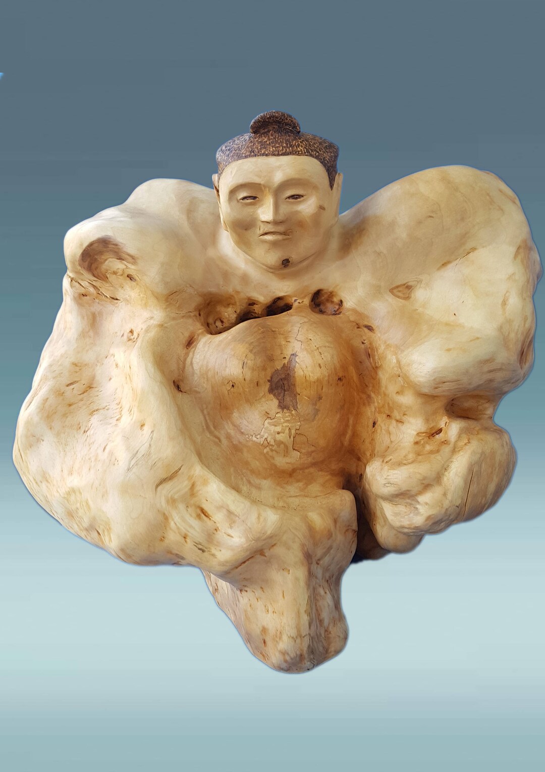 Wood Carved Statue, Wood Art Decor,japan Sculpture, Japanese Sumo ...