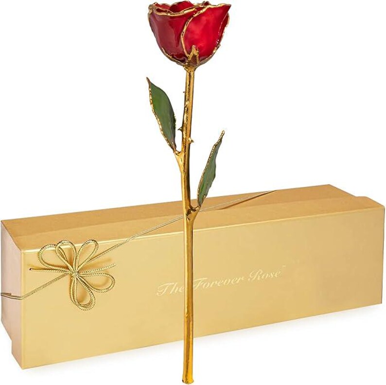 Personalized 24K Gold Dipped Red Rose: Forever Flower in Gold Gift Box ...
