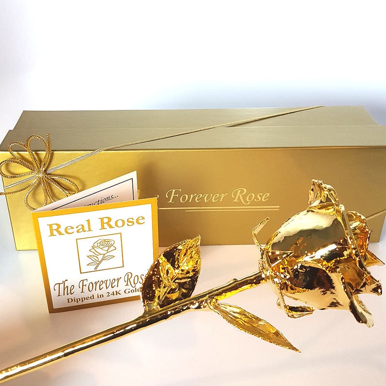 Real Forever Rose Fully Dipped in 24K Gold Includes Gift | Etsy