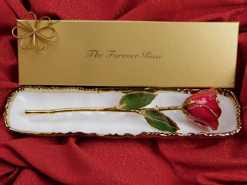Personalized 24K Gold Dipped Red Rose: Forever Flower in Gold Gift Box ...