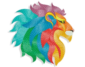 Lion embroidery | Etsy