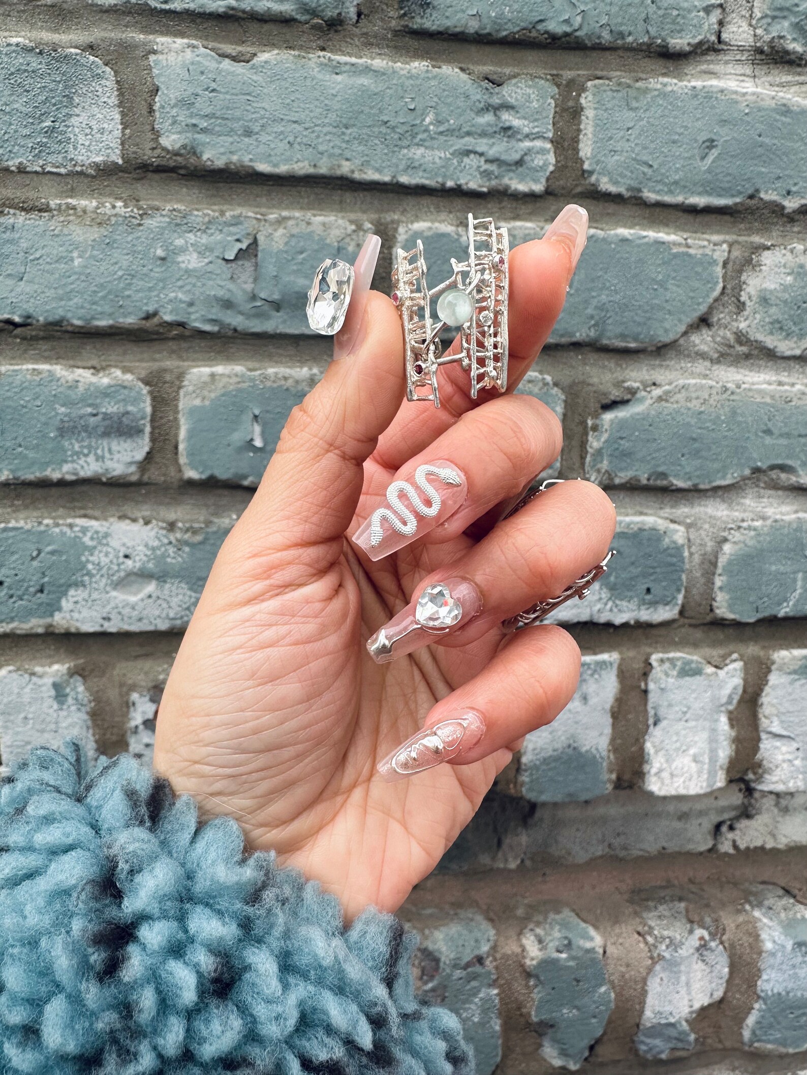 Handmade Ladder Ring tizi Silver Ring Moonstone Turquoise Diamond ...