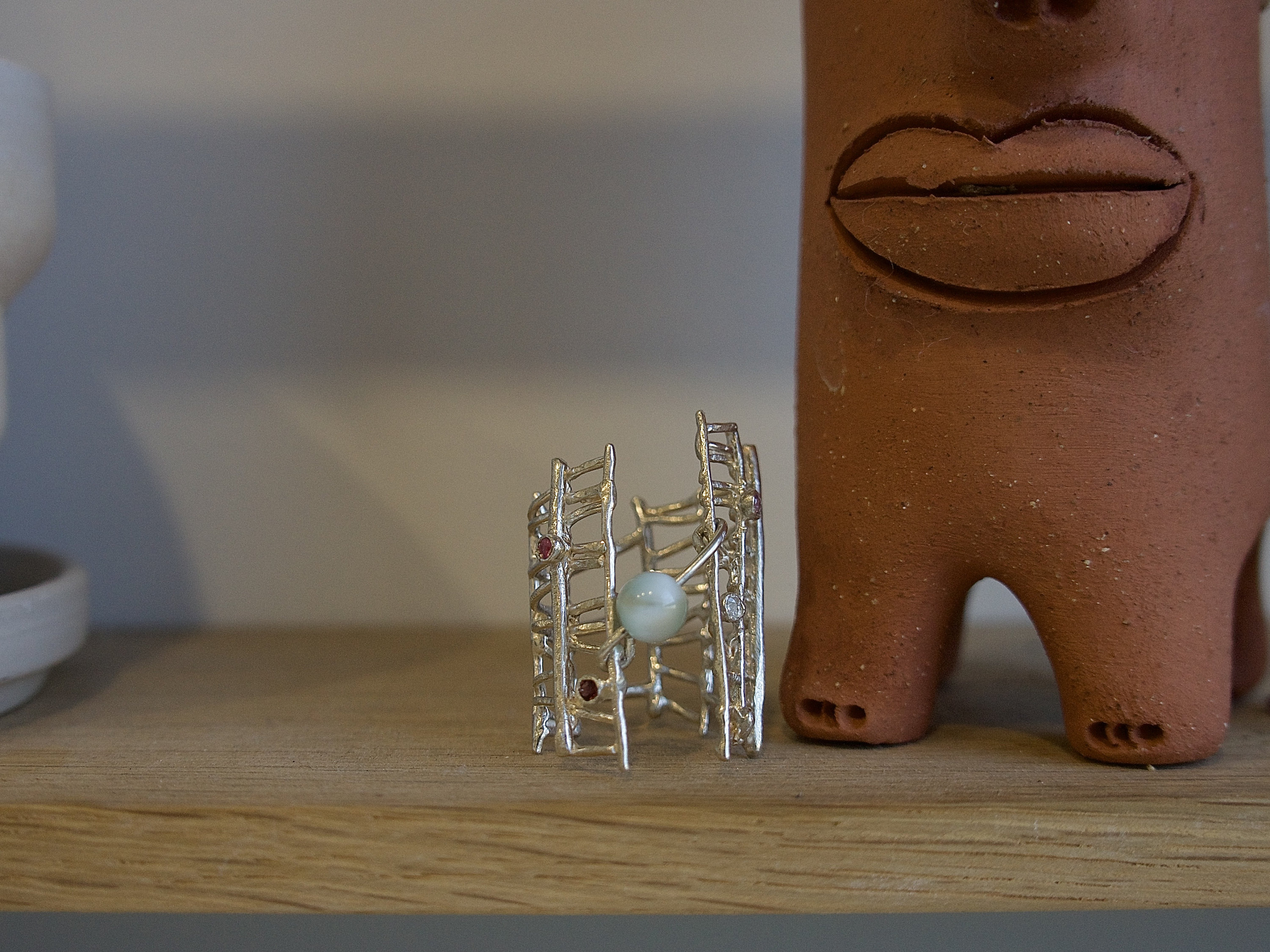 Handmade Ladder Ring tizi Silver Ring Moonstone Turquoise Diamond ...